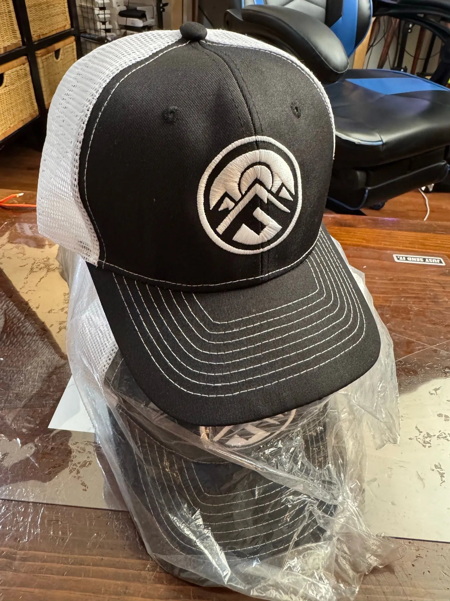 Flannel Mountain Logo Trucker Hat Cap